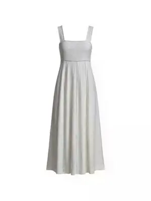 Dkny Tie-back Sleeveless Midi Linen Dress - White