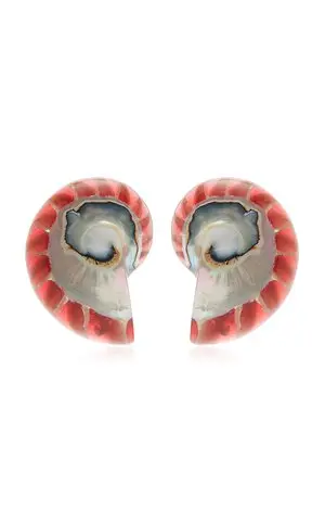 JULIETTA Nautilus Rhodium-plated Resin And Shell Earrings - Brown