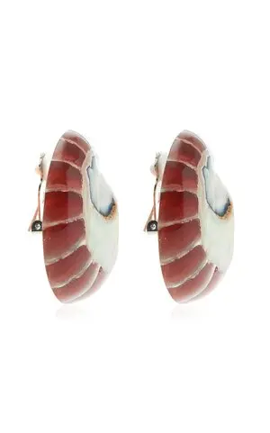JULIETTA Nautilus Rhodium-plated Resin And Shell Earrings
