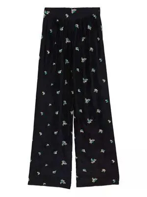 FORTE_FORTE Floral Wide-leg Trousers - Black