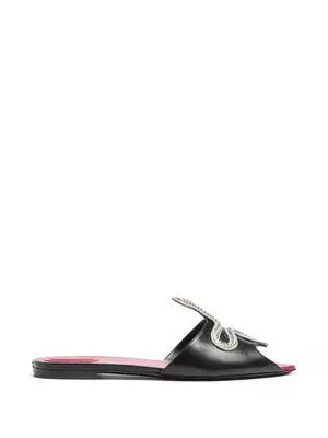 Valentino Garavani Coeur Vipère Kidskin Slide Sandals - Black