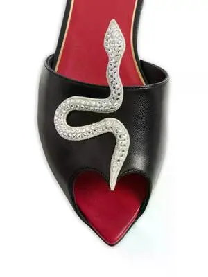 Valentino Garavani Coeur Vipère Kidskin Slide Sandals - Black