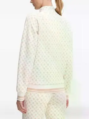 Guess Monogram Print Zip-up Top - Neutrals