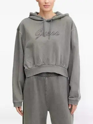 Guess Logo-embroidered Hoodie - Grey