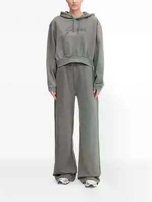 Guess Logo-embroidered Hoodie - Grey