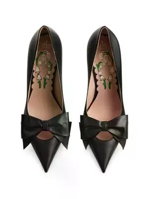 Valentino Garavani Kidskin Bow Detail Pumps 100mm - Black
