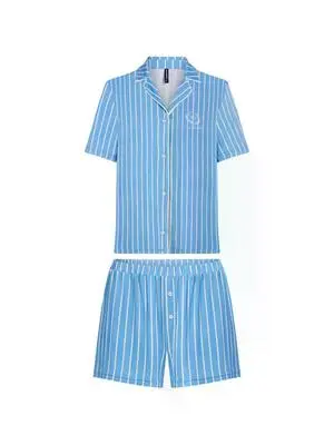 Karl Lagerfeld Pinstripe Button Pyjama Set - Blue