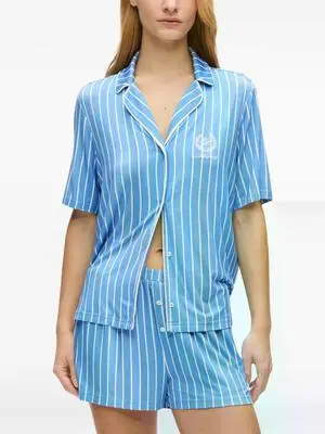 Karl Lagerfeld Pinstripe Button Pyjama Set - Blue