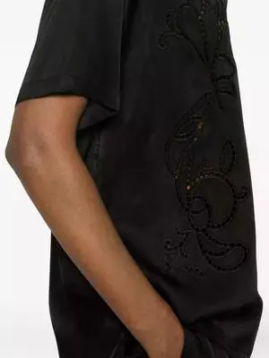 ERMANNO FIRENZE Floral-embroidery V-neck Top