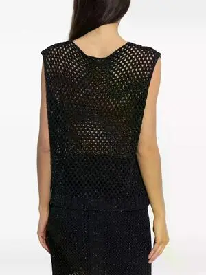 AKEP Sequin-embellished Open-knit Vest
