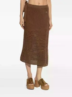AKEP Open-knit Midi Skirt With Side-tie