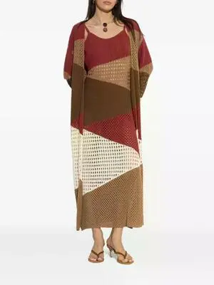 AKEP Colour-block Open-knit Cardigan