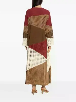 AKEP Colour-block Open-knit Cardigan
