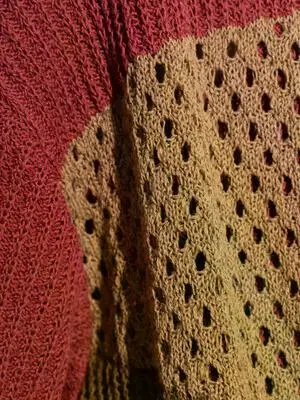 AKEP Colour-block Open-knit Cardigan
