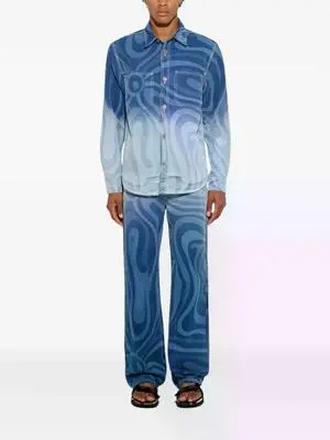 Emilio Pucci Marmo Print Oversized Denim Jacket