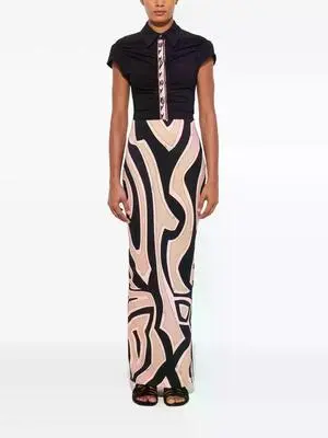 Emilio Pucci Labirinto Print Fitted Long Skirt