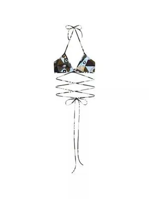 Emilio Pucci Occhi Print Triangle Bikini Top - Black