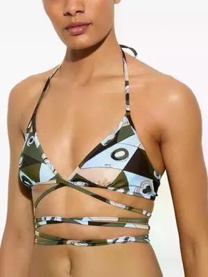 Emilio Pucci Occhi Print Triangle Bikini Top - Black