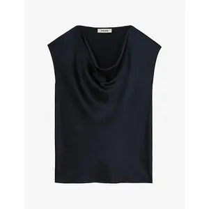 REISS Cate Cowl-neck Sleeveless Silk Top