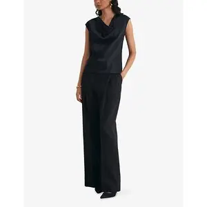 REISS Cate Cowl-neck Sleeveless Silk Top