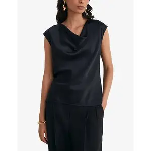 REISS Cate Cowl-neck Sleeveless Silk Top