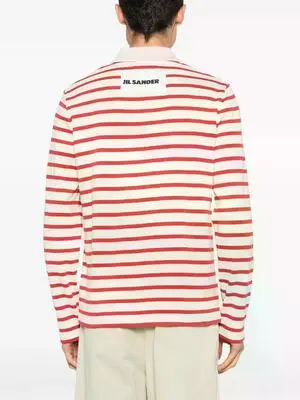 JIL SANDER Striped Zip Polo Shirt - Red