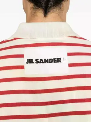 JIL SANDER Striped Zip Polo Shirt - Red