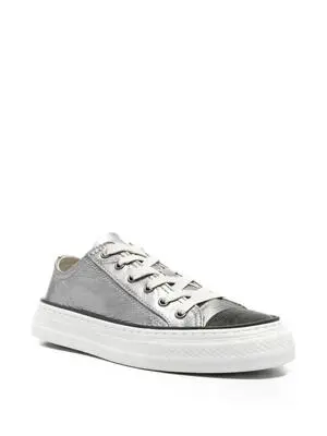 Brunello Cucinelli Metallic Lace-up Sneakers - Silver