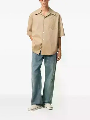 AMI Paris Short Sleeve Camp Collar Shirt In Cotton Gabardine