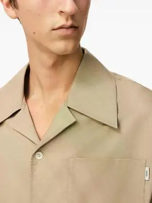 AMI Paris Short Sleeve Camp Collar Shirt In Cotton Gabardine