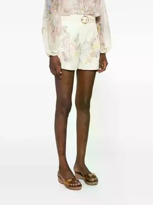 PAPER LACE Floral Print Belted Shorts