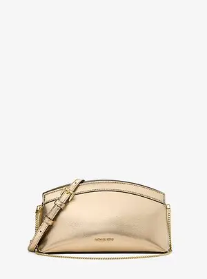 Michael Kors Metallic Leather Convertible Clutch - Gold