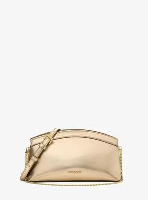 Michael Kors Metallic Leather Convertible Clutch - Gold