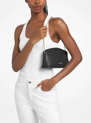 Michael Kors Small Leather Convertible Clutch - Black