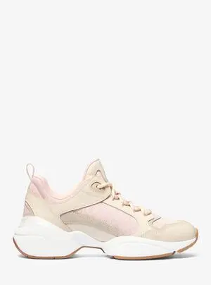 Michael Kors Bowie Signature Logo And Leather Paneled Trainers