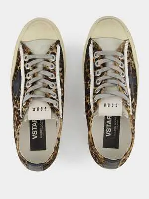 GOLDEN GOOSE V-star Leopard Horsy Sneakers - Brown