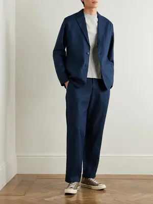 Nn07 Aden 1454 Straight-leg Linen Suit Trousers - Blue