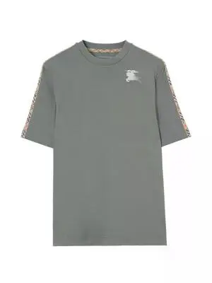Burberry Check-trim Jersey T-shirt - Grey