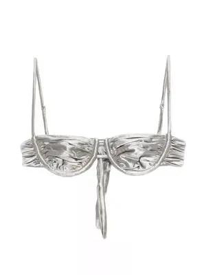 ISA BOULDER Ruched Bikini Top - Silver