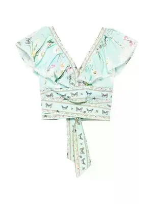 PAPER LACE Ruffled Floral Print Top