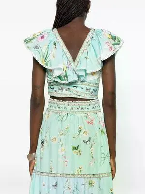 PAPER LACE Ruffled Floral Print Top