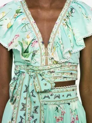 PAPER LACE Ruffled Floral Print Top