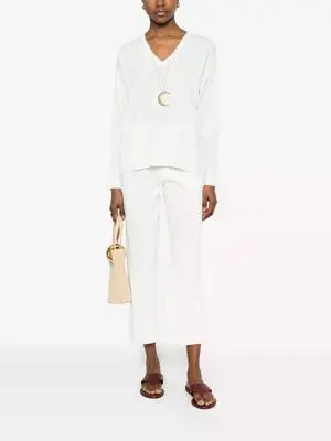 NEERA Cropped Elasticated Trousers - White