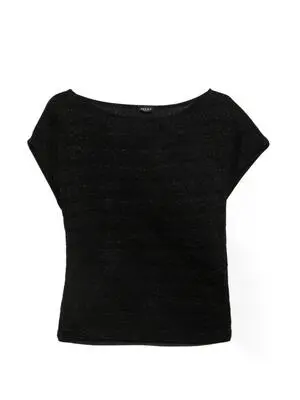NEERA Knitted Boat-neck Top - Black