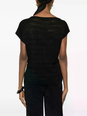 NEERA Knitted Boat-neck Top - Black