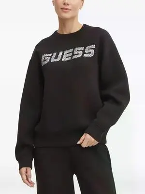 Guess Logo Embellished Crewneck Sweatshirt - Black