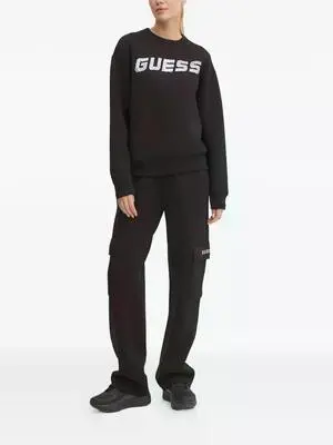 Guess Logo Embellished Crewneck Sweatshirt - Black