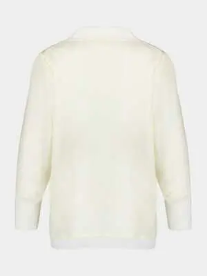PAULA Diane Vanilla Custard Silk Twill V-neck Long-sleeve Blouse - Cream