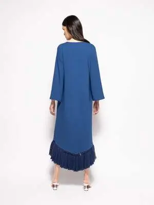 PAULA Chenille Embroidered Dress With Fringes - Multicolour