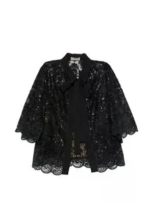 Elie Saab Sequin Embellished Lace Top
